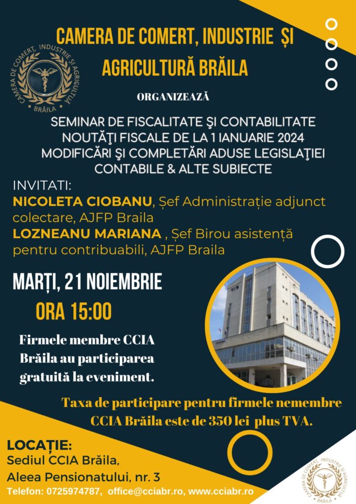 Seminar de fiscalitate și contabilitate noutăți fiscale de la 1 ...